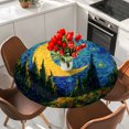 Abstract Moon Night Valley Forest Round Fitted Tablecloth with Elastic ...