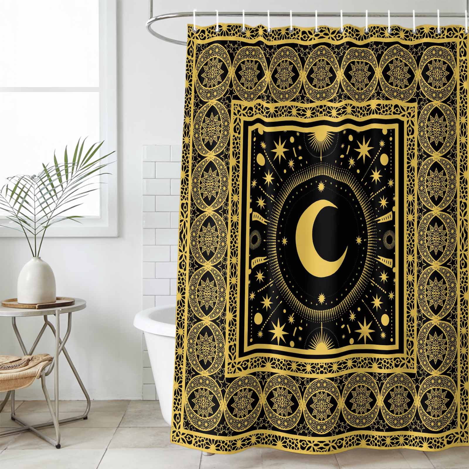 Abstract Moon Star Ethnic Style Shower Curtain Set, Waterproof Shower ...