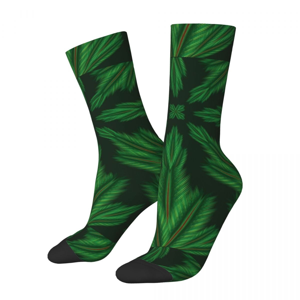Abstract Moss Socks Winter Green Plant Print Stockings Casual Women ...