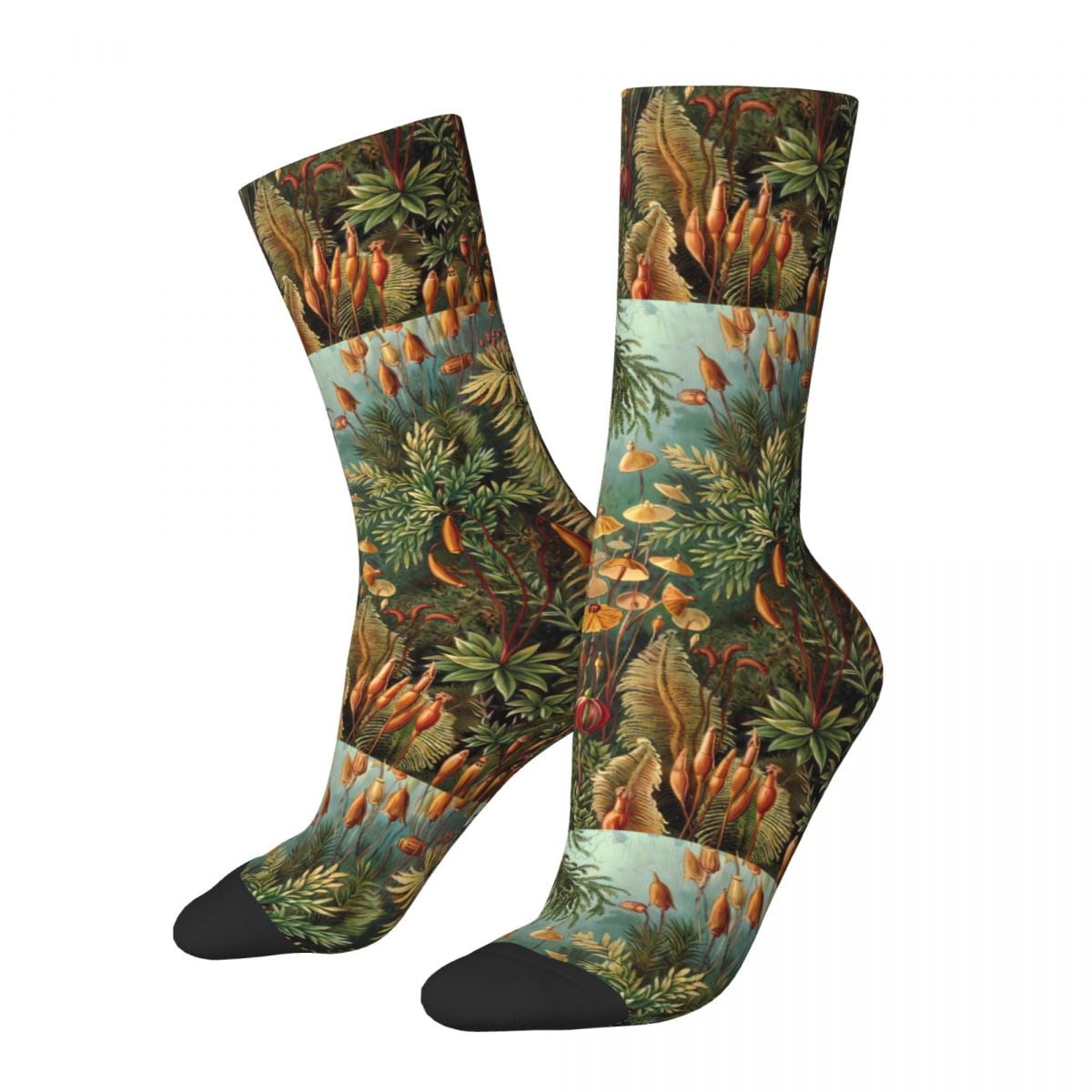 Abstract Moss Socks Winter Green Plant Print Stockings Casual Women ...