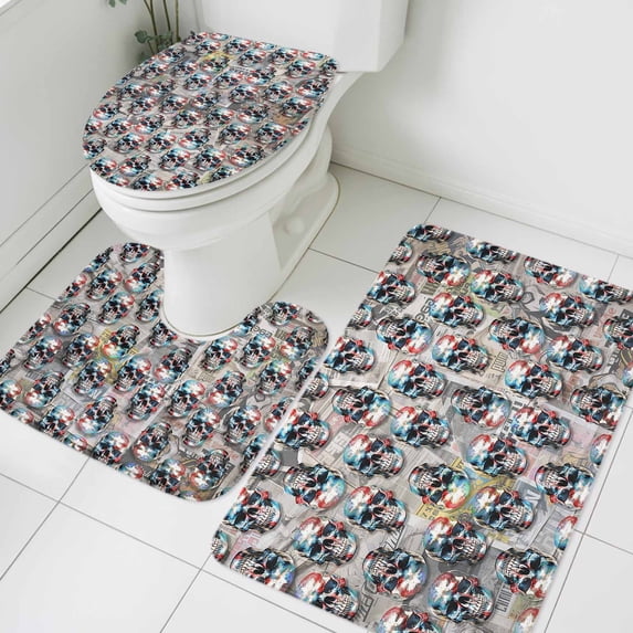Abstract Mottle Bathroom Rugs Set Pentagram Perforated Head Non Slip ...