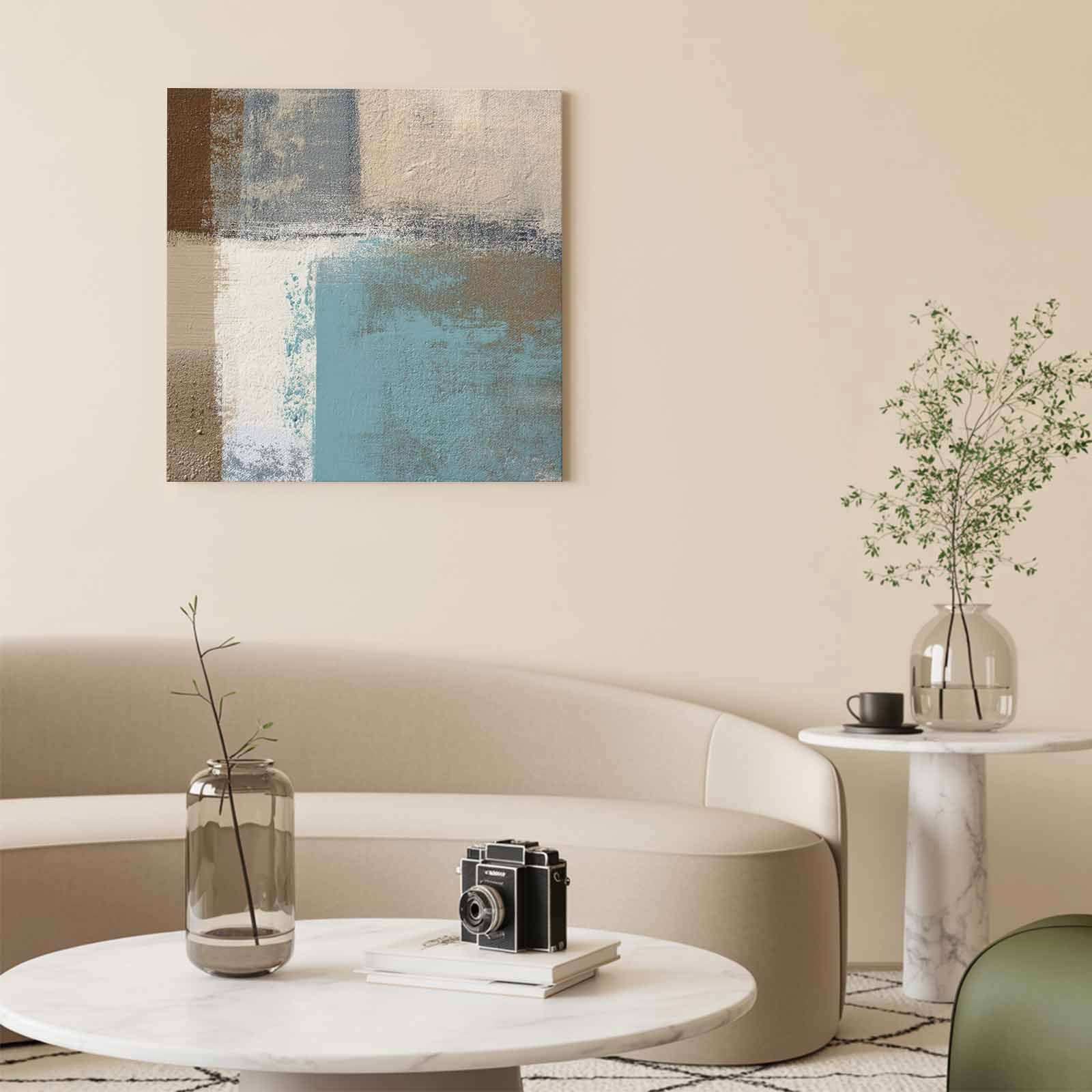Abstract Mottled Canvas Print Wall Art Brown Beige Vintage Oil Painting ...