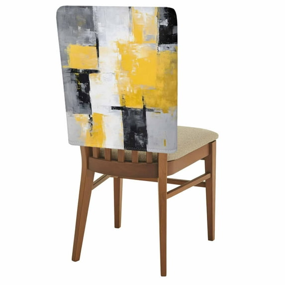 Abstract Mottled Chair Back Covers Set of 4, Retro Yellow Gary ...