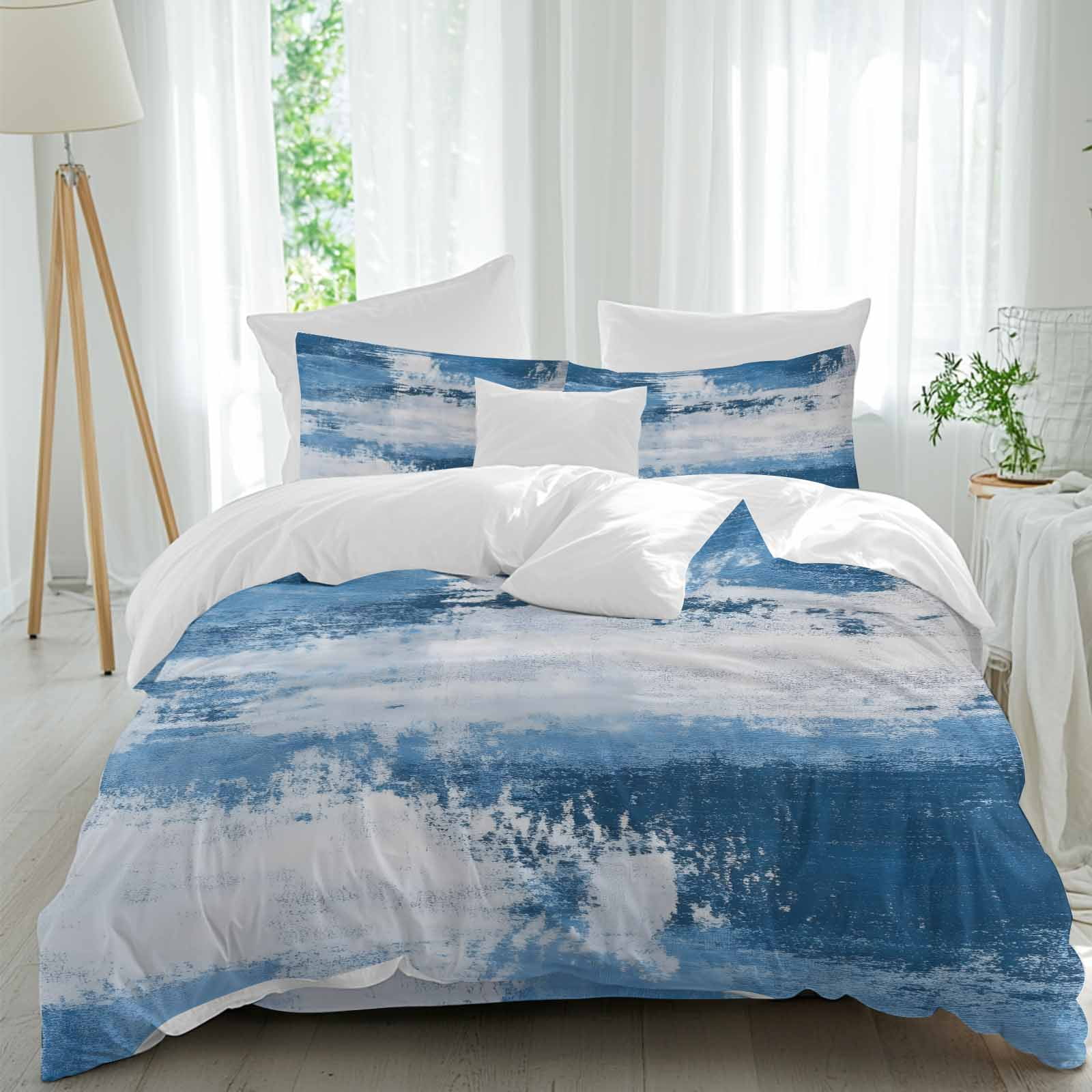 Abstract Mottled Design 4 Piece Duvet Cover Set Queen Size Retro White ...