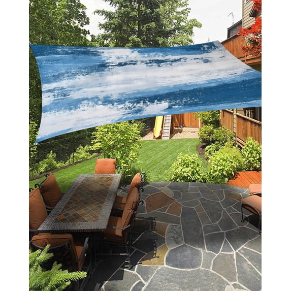 Abstract Mottled Design Sun Shade Sail 12'X16' Retro White Blue ...