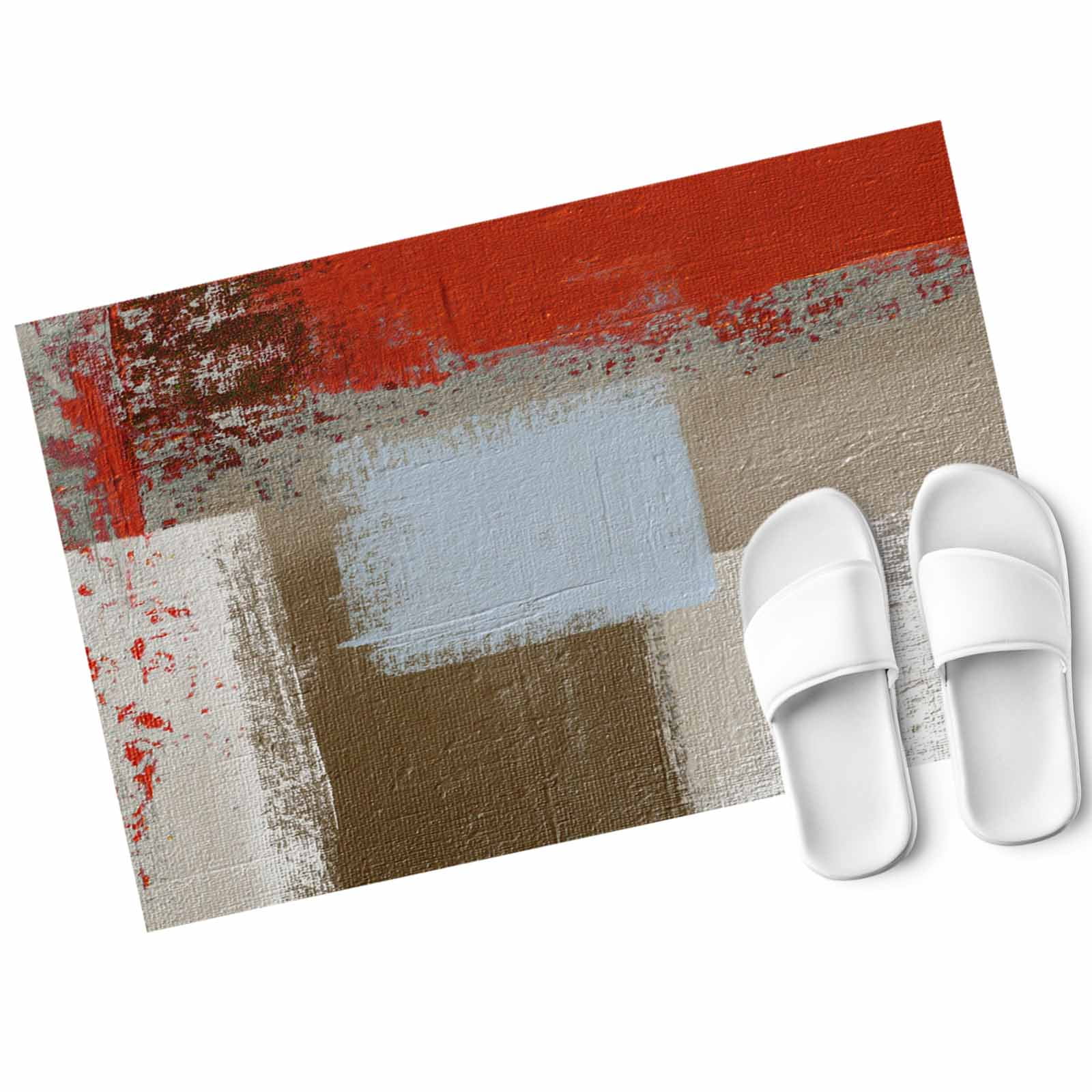 Abstract Mottled Door Mat Red Brown Vintage Oil Painting Texture Non ...