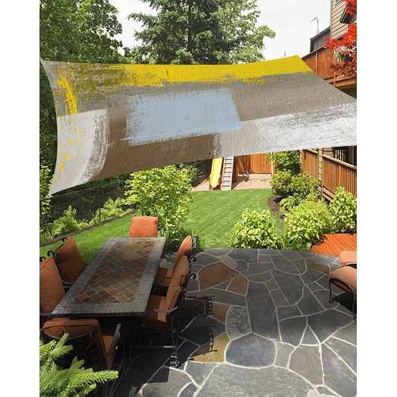 Abstract Mottled Sun Shade Sail 12'X16' Yellow Brown Vintage Oil ...