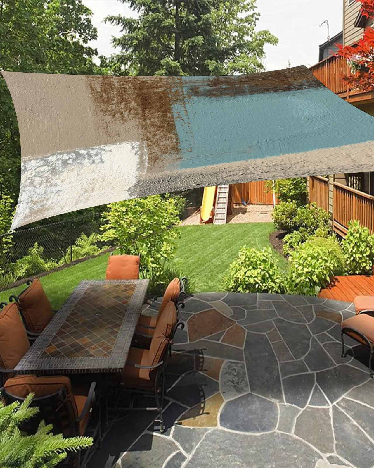 Abstract Mottled Sun Shade Sail 6.5'X10' Brown Teal Vintage Oil ...
