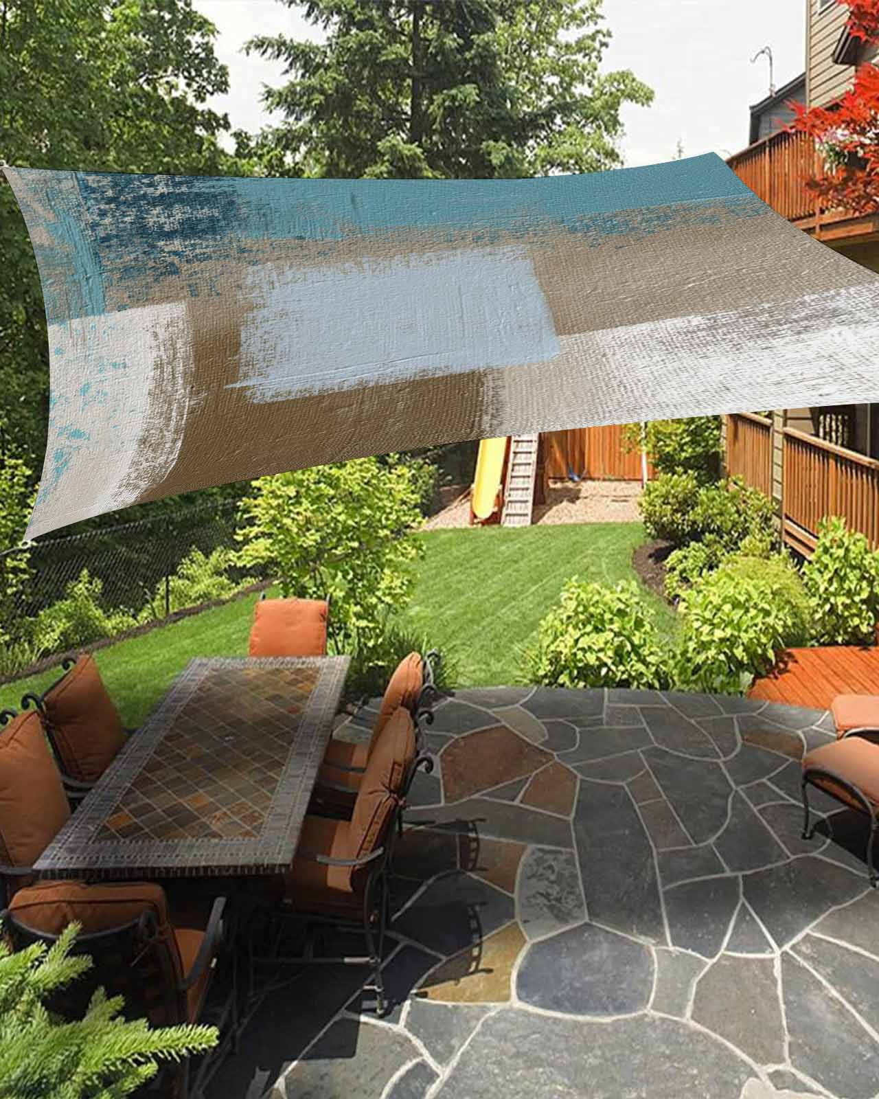 Abstract Mottled Sun Shade Sail 8'X10' Teal Brown Vintage Oil Painting ...