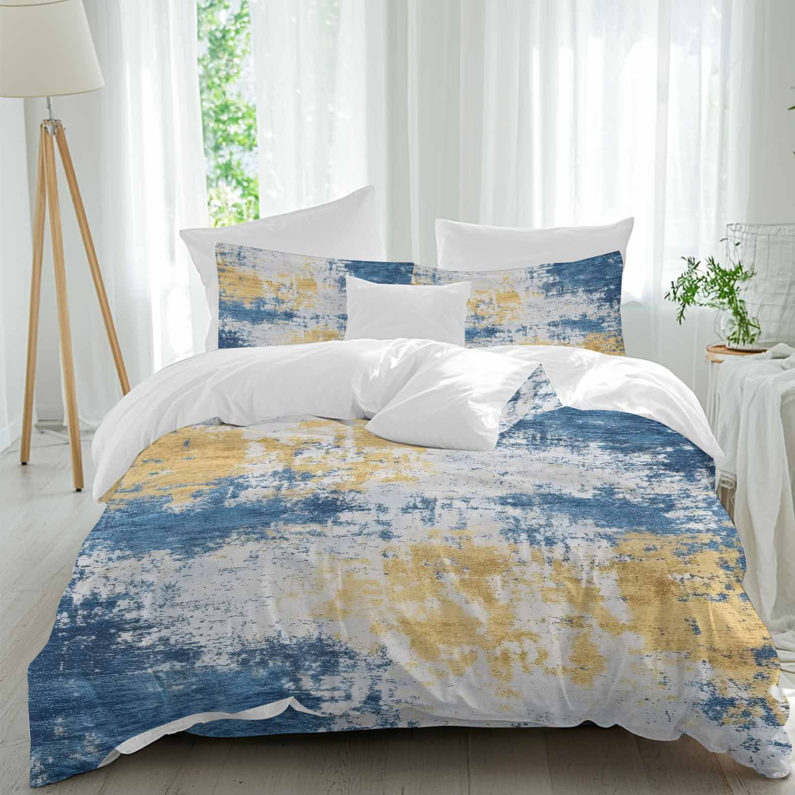 Abstract Mottled Texture 4 Piece Duvet Cover Set Twin Size Retro Blue ...
