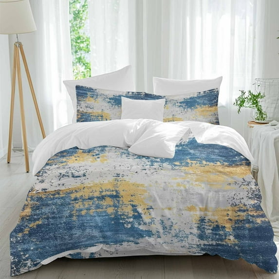 Abstract Mottled Texture 4 Piece Duvet Cover Set Twin Size Retro Blue ...