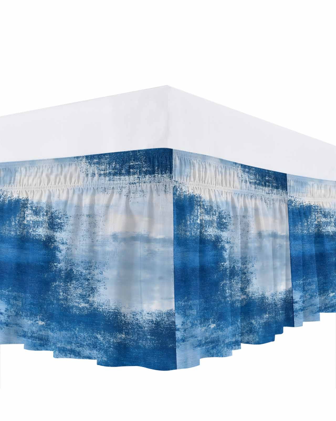 Abstract Mottled Texture Bed Skirt White Blue Gradient Bed Skirts ...