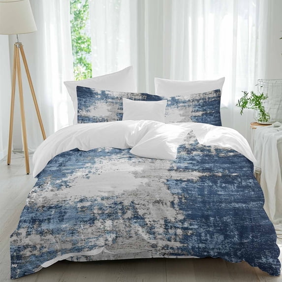 Abstract Mottled Texture Comforter Set Full Size, Gray Blue Gradient ...