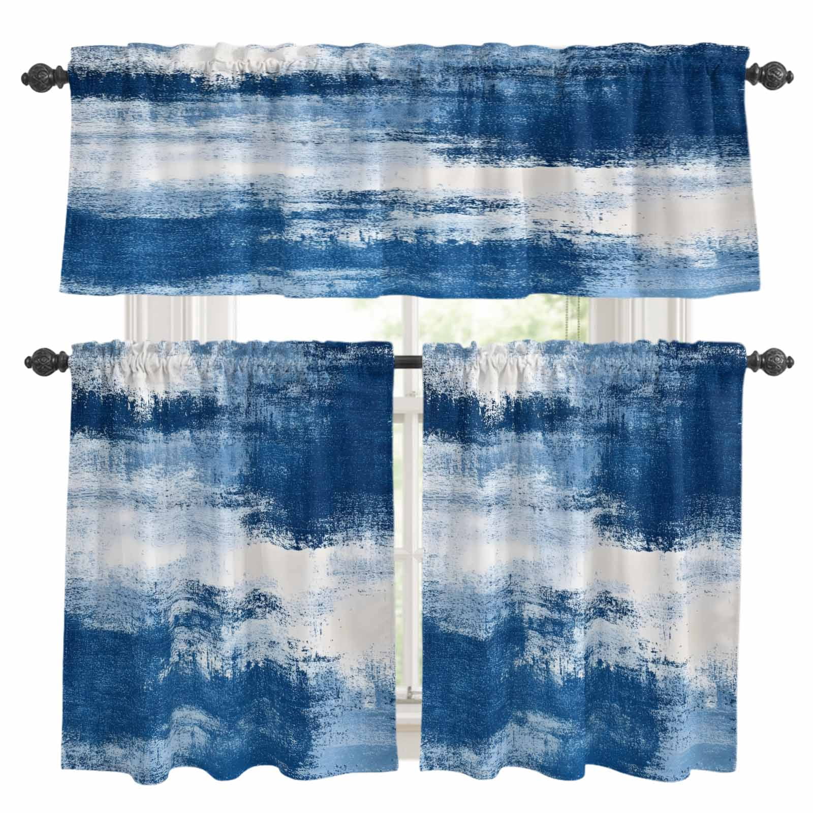 Abstract Mottled Texture Kitchen Curtains Valance and Tier Set Retro ...