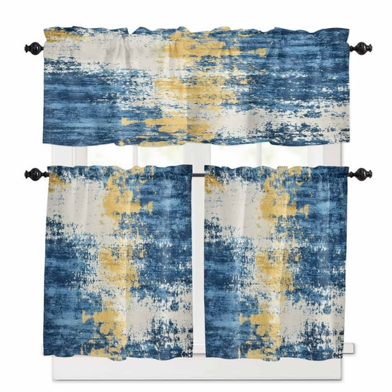 Abstract Mottled Texture Kitchen Curtains Valances and Tiers Set of 3 ...