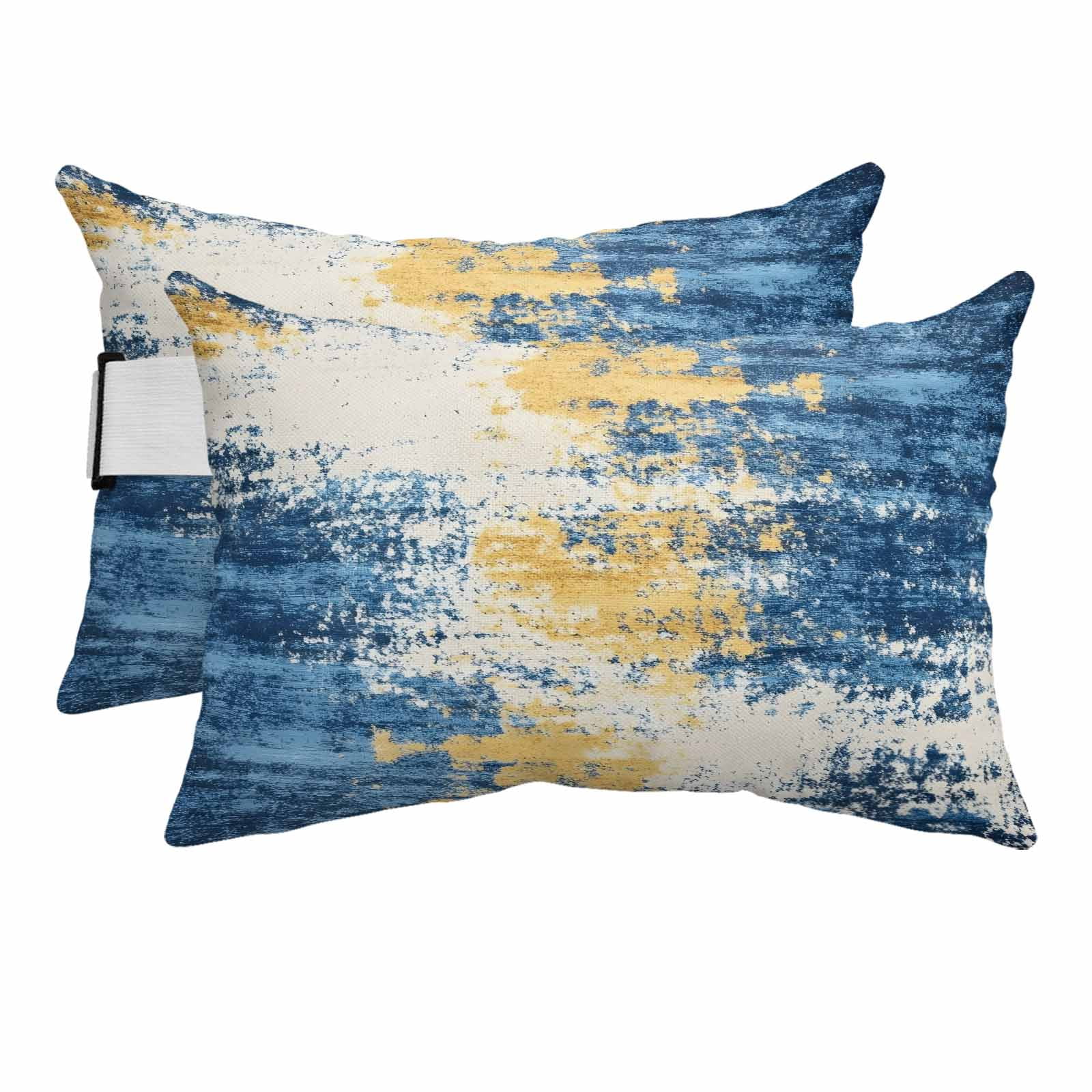 Abstract Mottled Texture Outdoor Chaise Lounge Pillows Retro Yellow ...