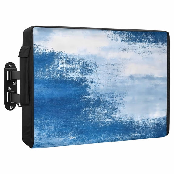 Abstract Mottled Texture Outdoor TV Cover 40 to 43 Inch White Blue ...