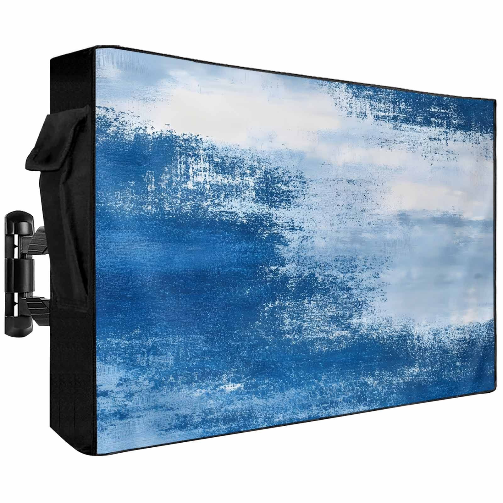 Abstract Mottled Texture Outdoor TV Cover 60 to 65 inch White Blue ...