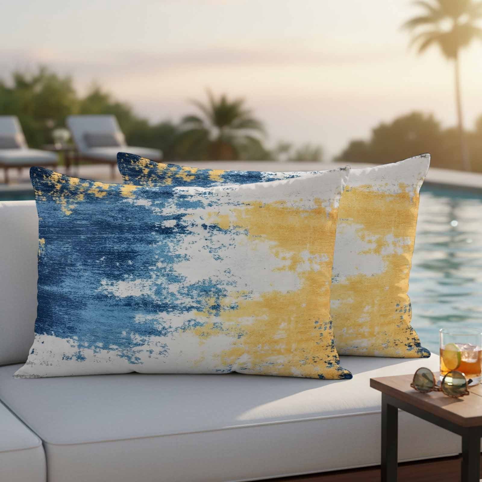 Abstract Mottled Texture Outdoor Throw Pillow Covers Set of 2, Vintage ...