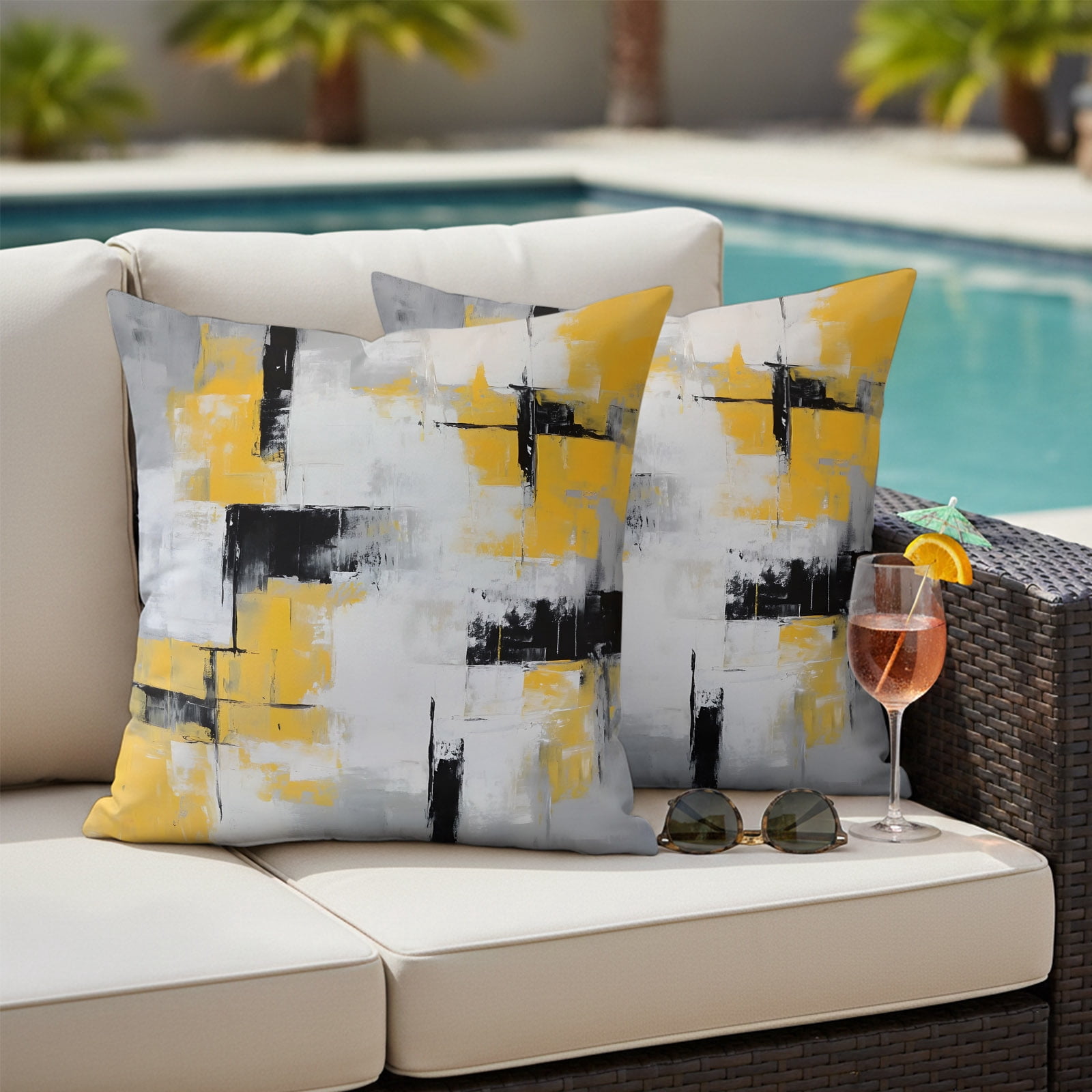 Abstract Mottled Texture Outdoor Waterproof Throw Pillow Covers Set of ...