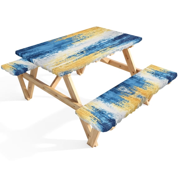 Abstract Mottled Texture Picnic Table Cover with Bench Covers Blue ...