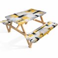 Abstract Mottled Texture Picnic Table Cover with Bench Covers Gray ...