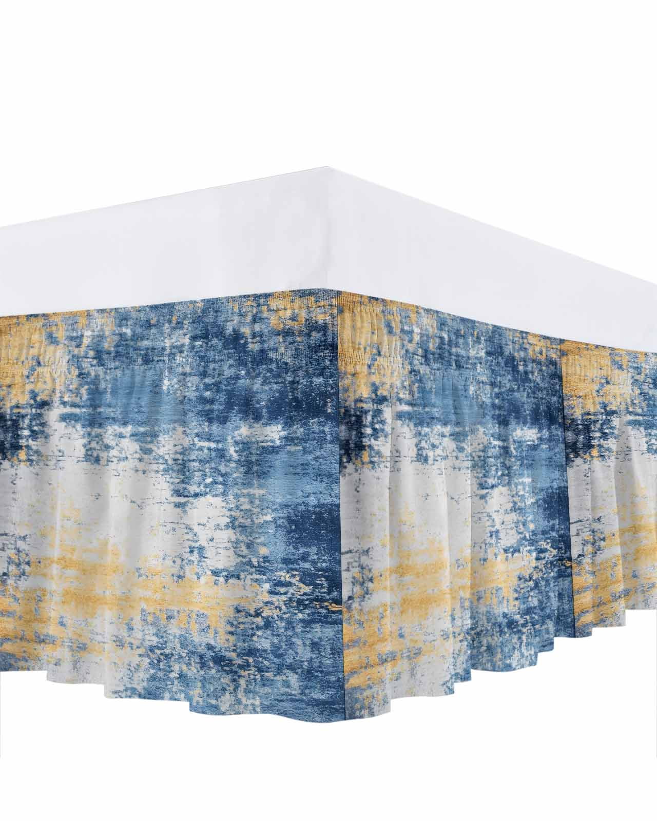 Abstract Mottled Texture Ruffle Bed Skirt King Size Yellow Blue ...