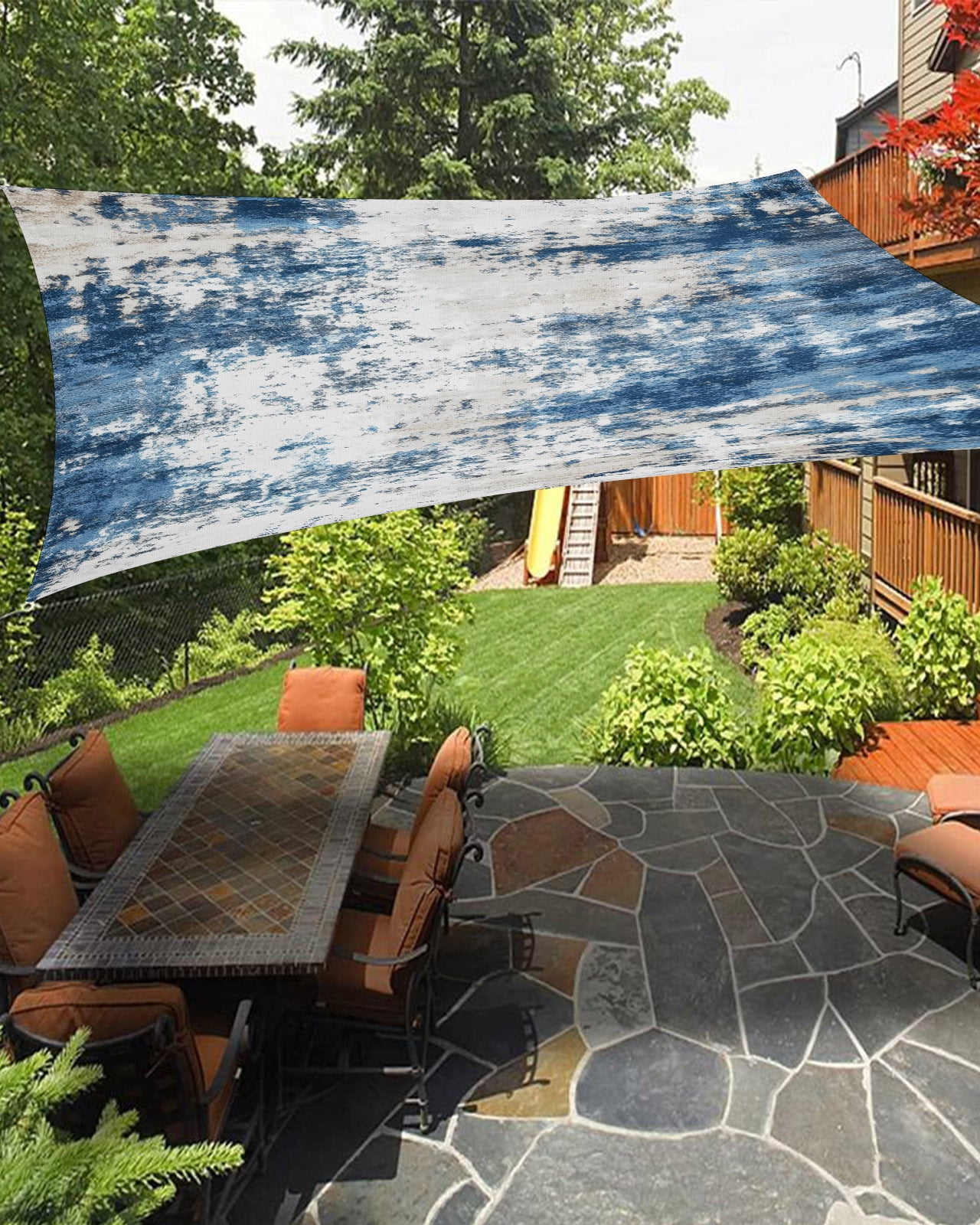 Abstract Mottled Texture Sun Shade Sail 8'X10' Blue Gray Gradient UV ...