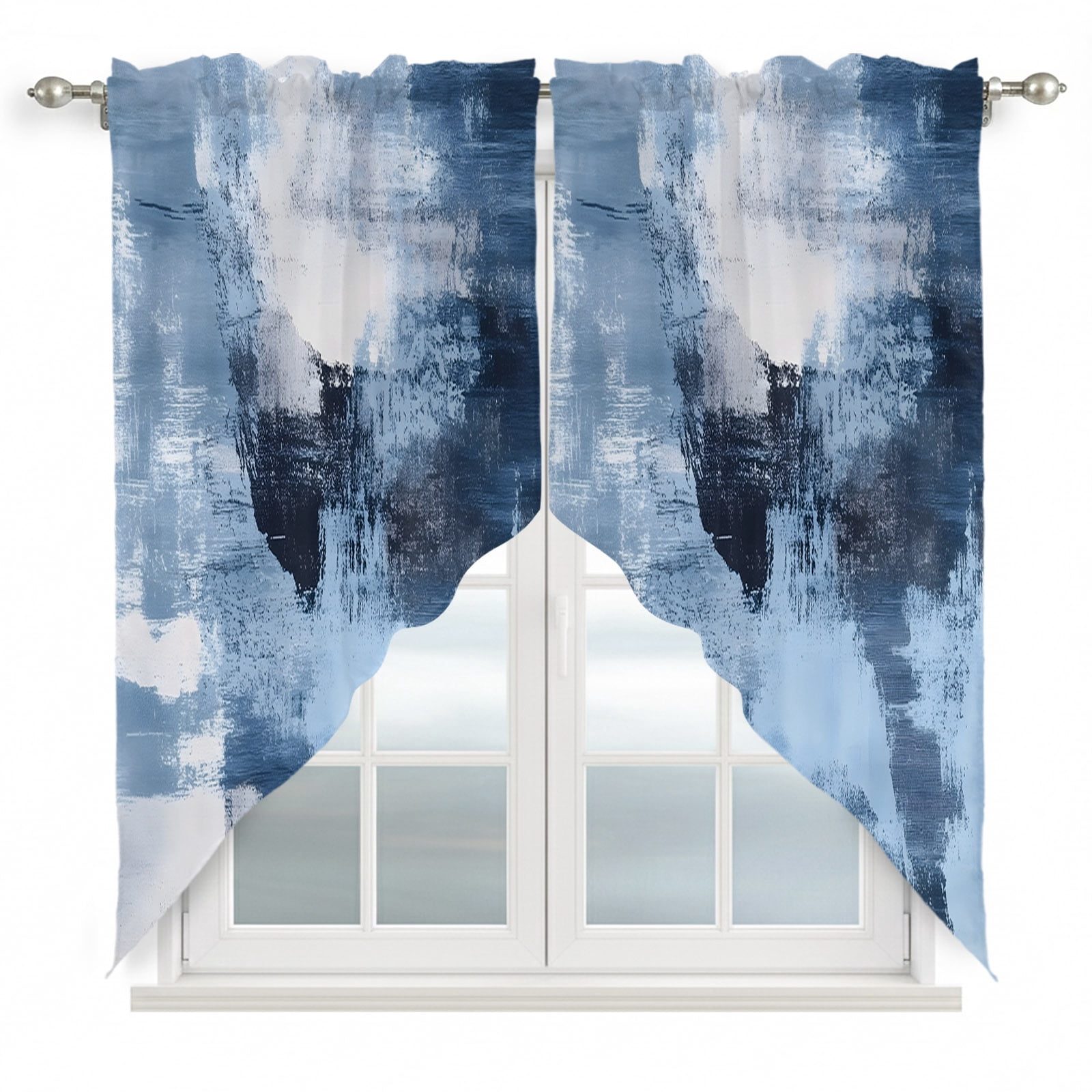 Abstract Mottled Texture Swag Curtain Valance for Window 2 Panels White ...