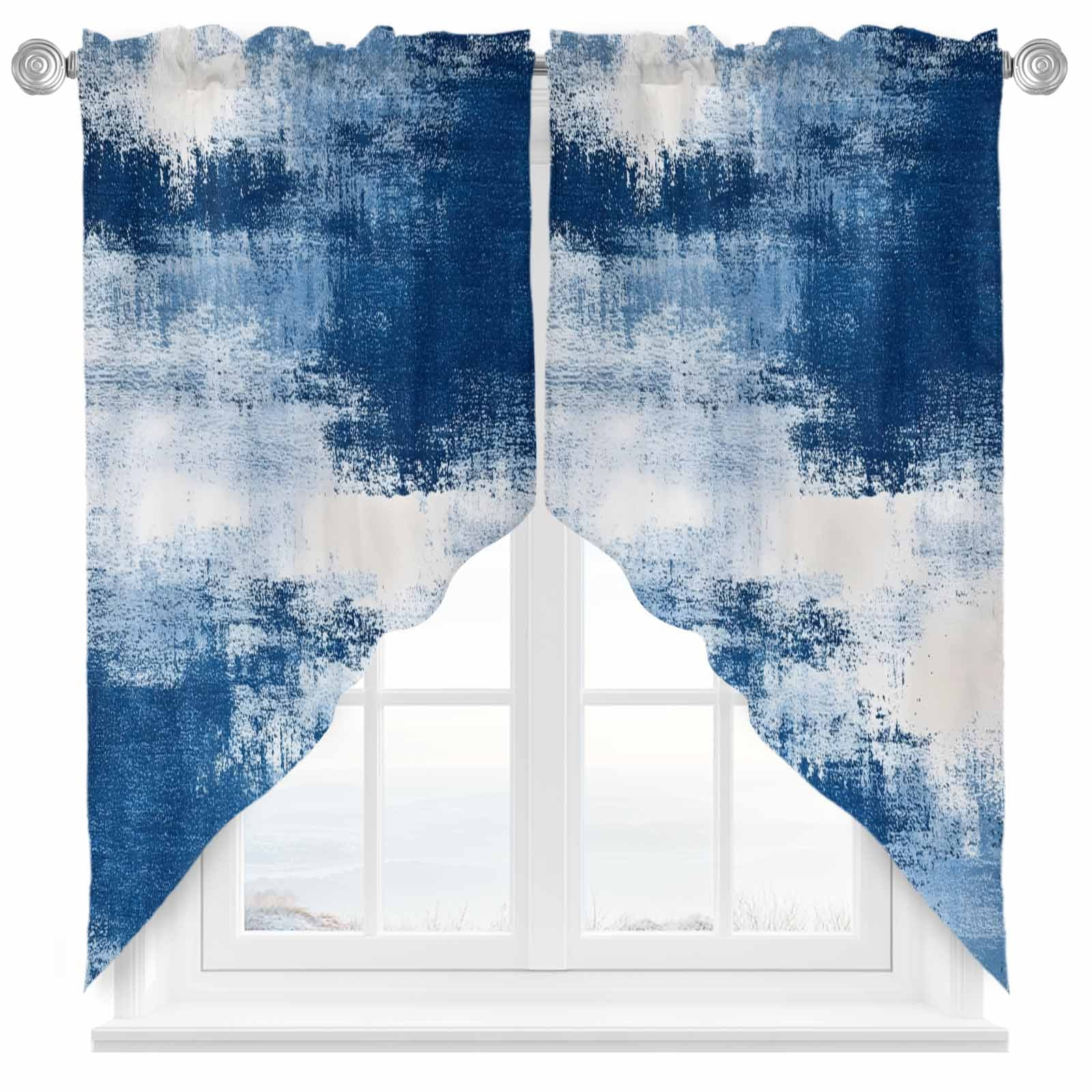 Abstract Mottled Texture Swag Curtain Valance for Windows, Retro White ...