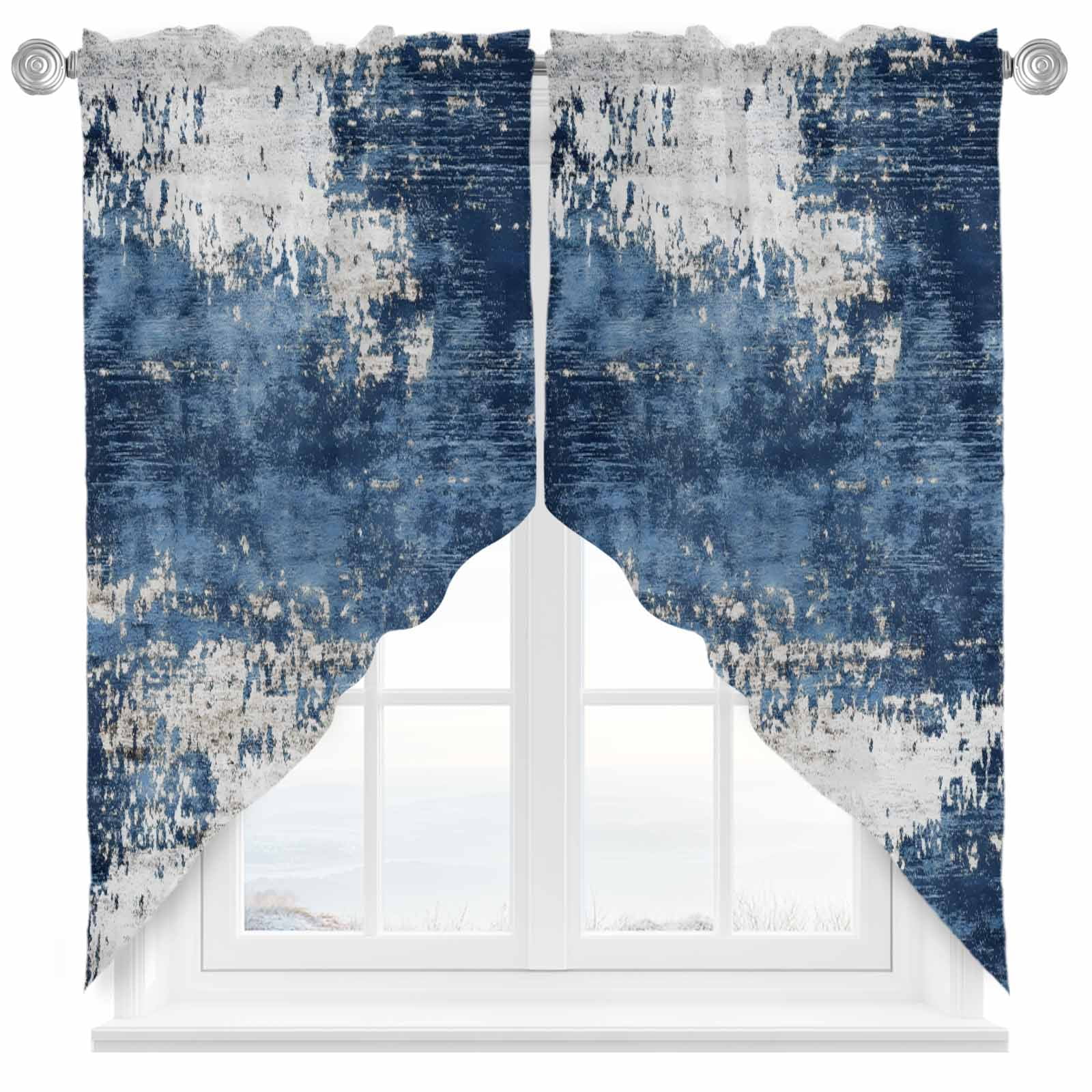Abstract Mottled Texture Swag Valances for Windows 2 Pack Blue Gary ...