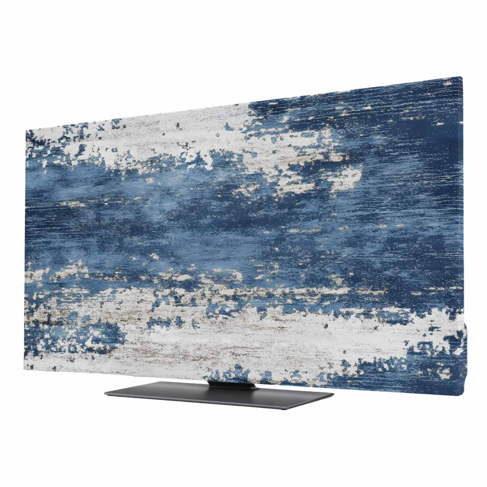 Abstract Mottled Texture TV Dust Cover 50 Inch, Blue Gary Stitching ...