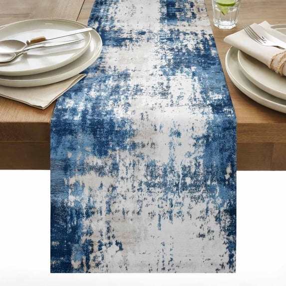 Abstract Mottled Texture Table Runner 13x48 inch Blue Gray Gradient ...