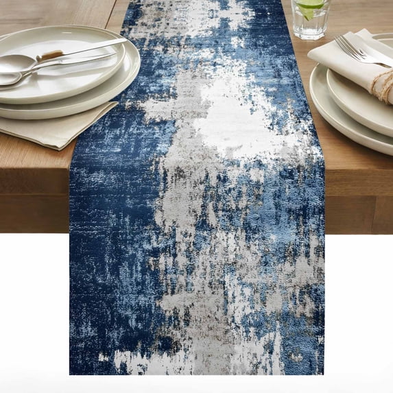 Abstract Mottled Texture Table Runner 13x48 inch Gray Blue Gradient ...