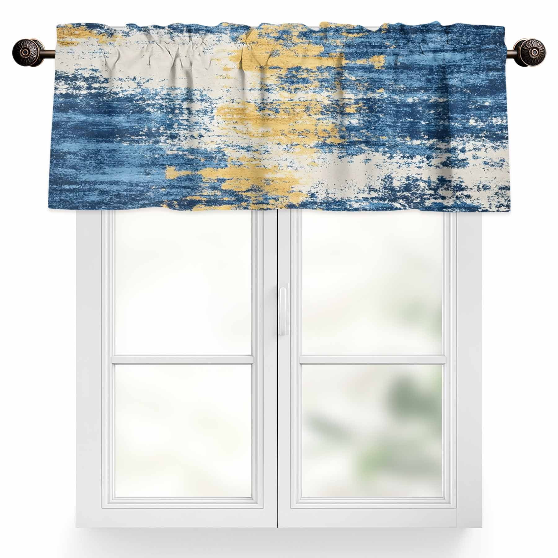 Abstract Mottled Texture Valances for Windows, 54 x 18in, Retro Yellow ...