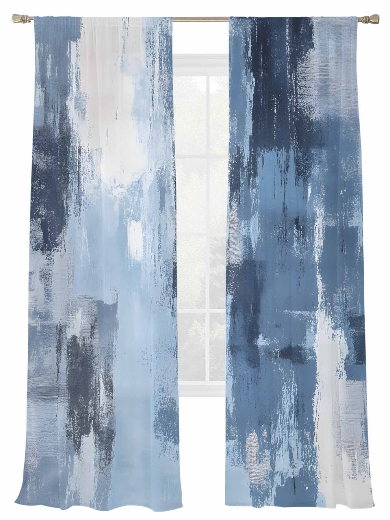 Abstract Mottled Theme Sheer Curtains for Living Room Bedroom, Light ...