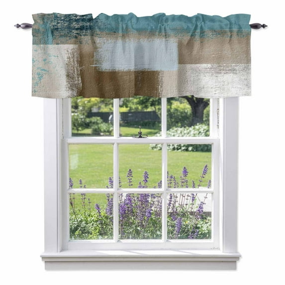 Abstract Mottled Valances for Windows, Teal Brown Vintage Oil Painting ...