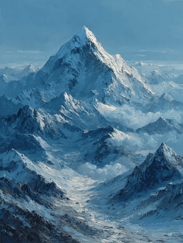 Abstract Mount Everest Himalayan Expedition Canvas Scenic Mountain Home ...