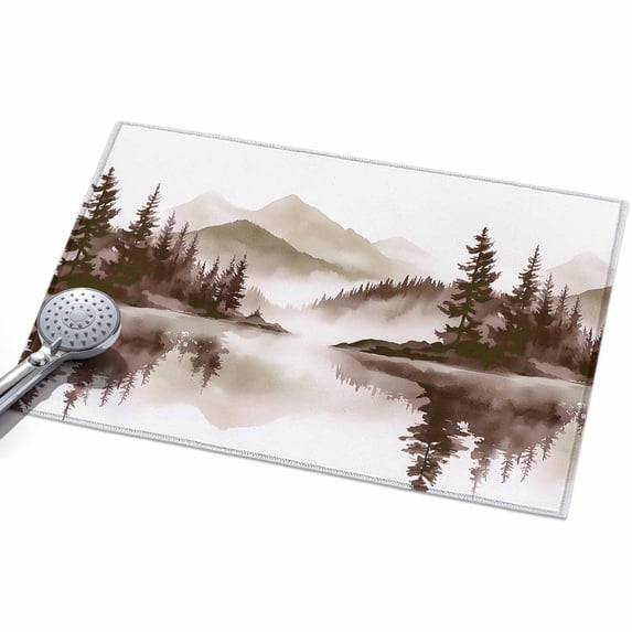 Abstract Mountain Area Rugs 2x3ft Fog Brown Lake Landscape Painting ...
