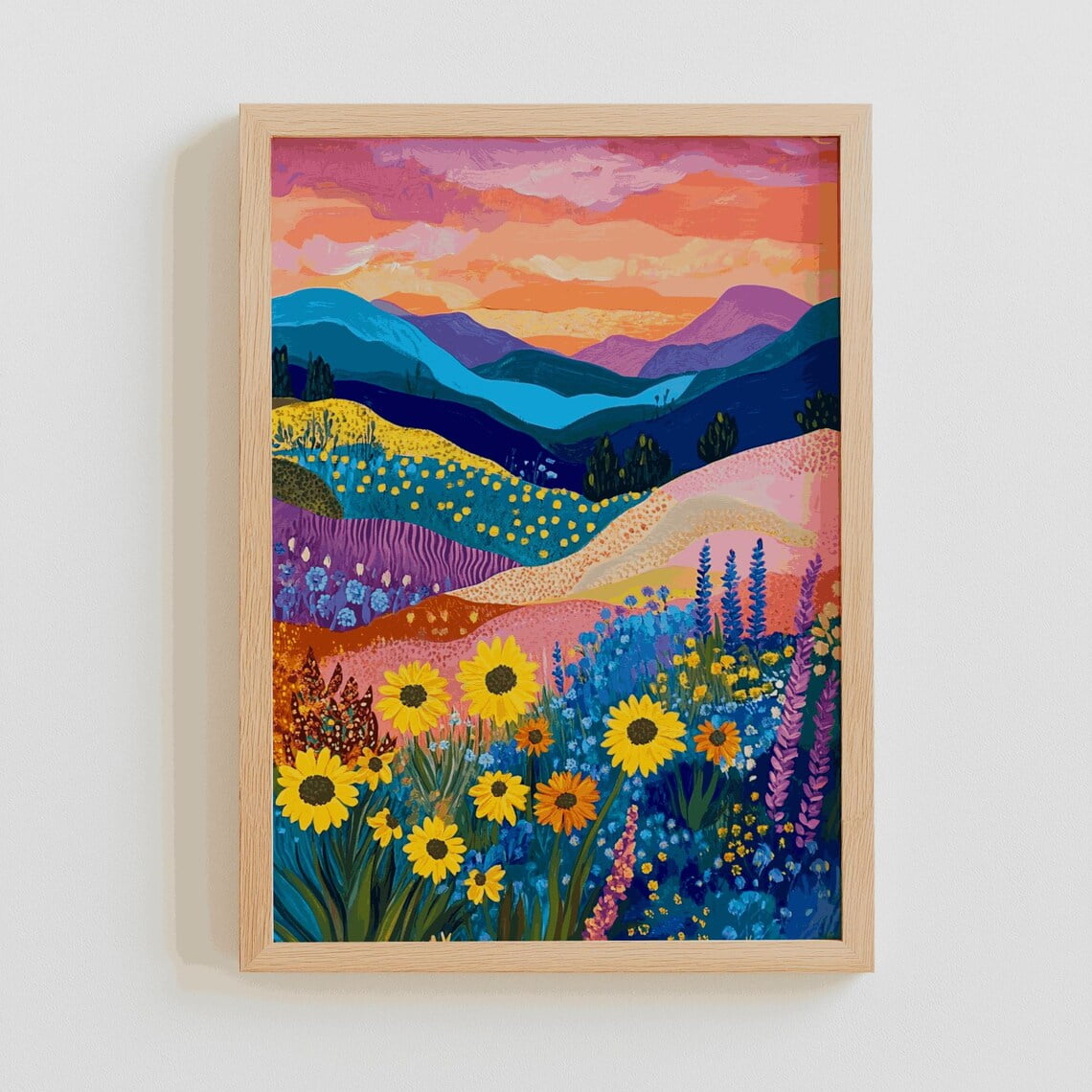 Abstract Mountain Artwork, Colorful Wall Art, Abstract Art, Patchwork ...