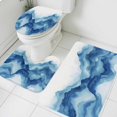 Abstract Mountain Bathroom Rugs Set Watercolor Blue Color Block ...