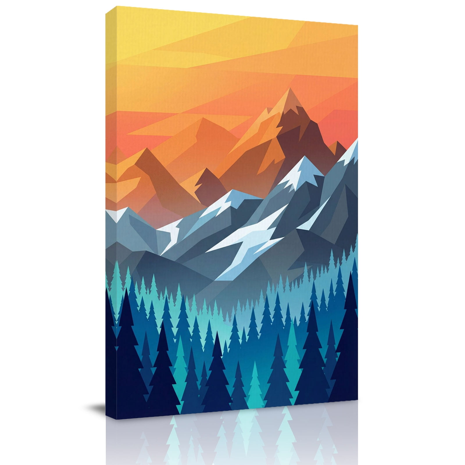 Abstract Mountain Canvas Wall Art for Living Room, Blue Navy Forest ...
