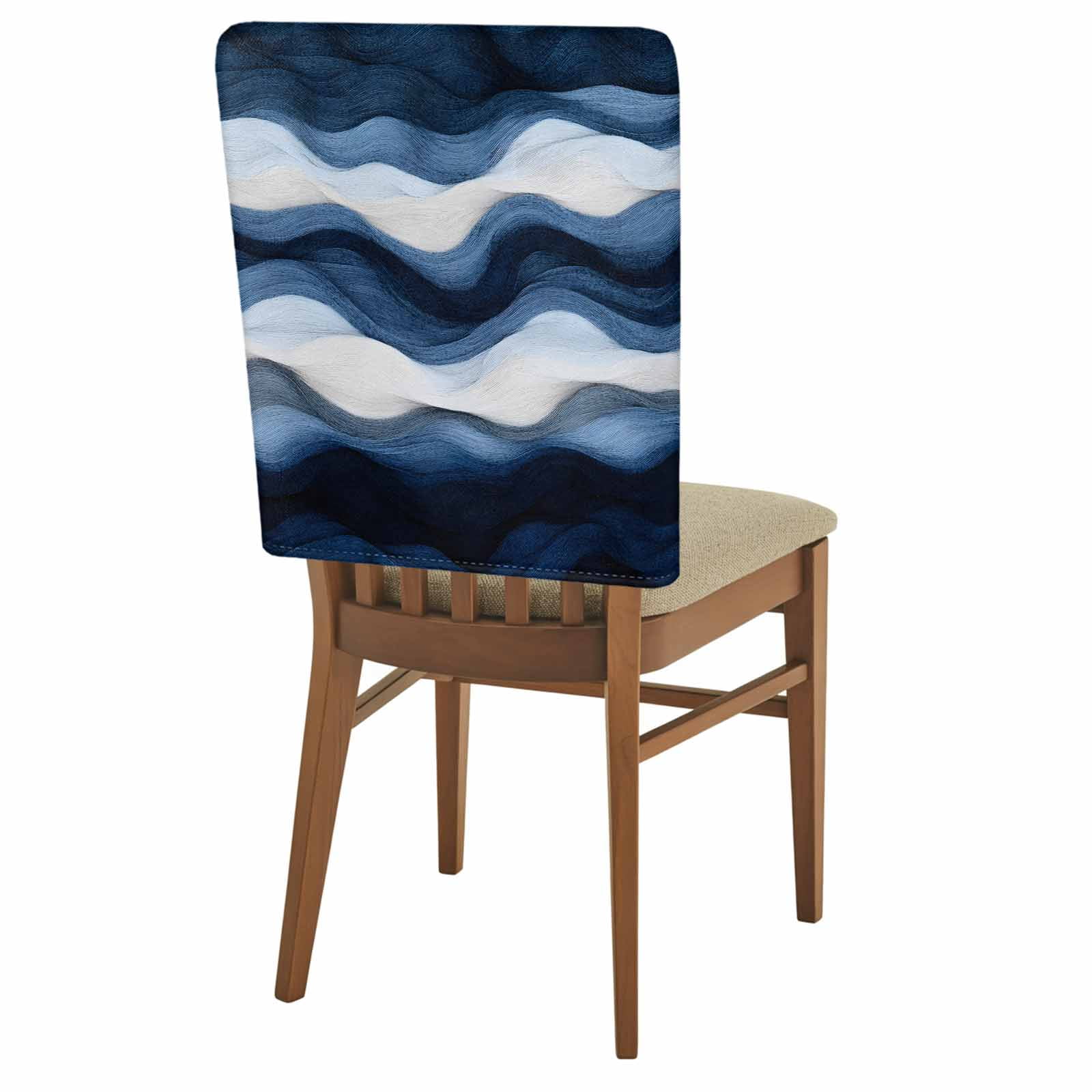 Abstract Mountain Chair Back Covers Set of 8, Watercolor White Navy ...