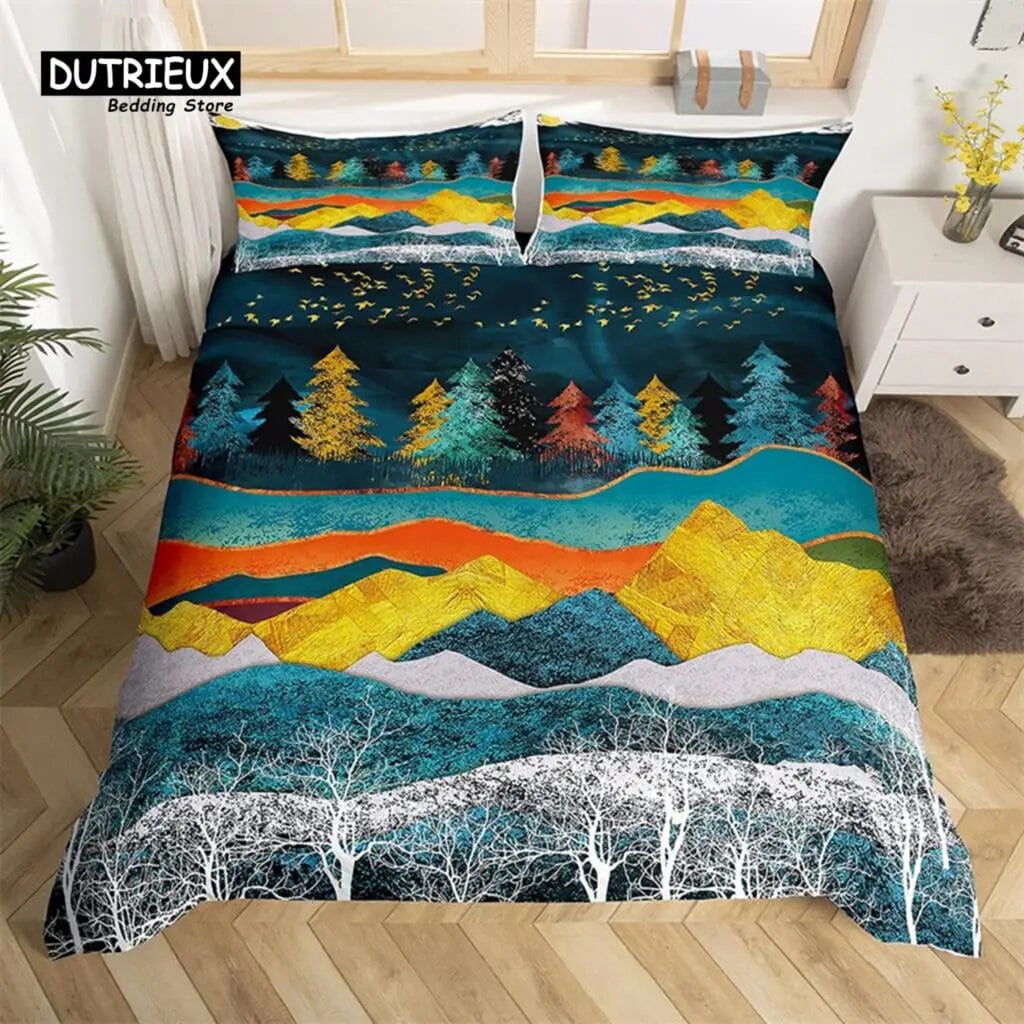 Abstract Mountain Duvet Cover Natural Scenery Art King Bedding Set For ...