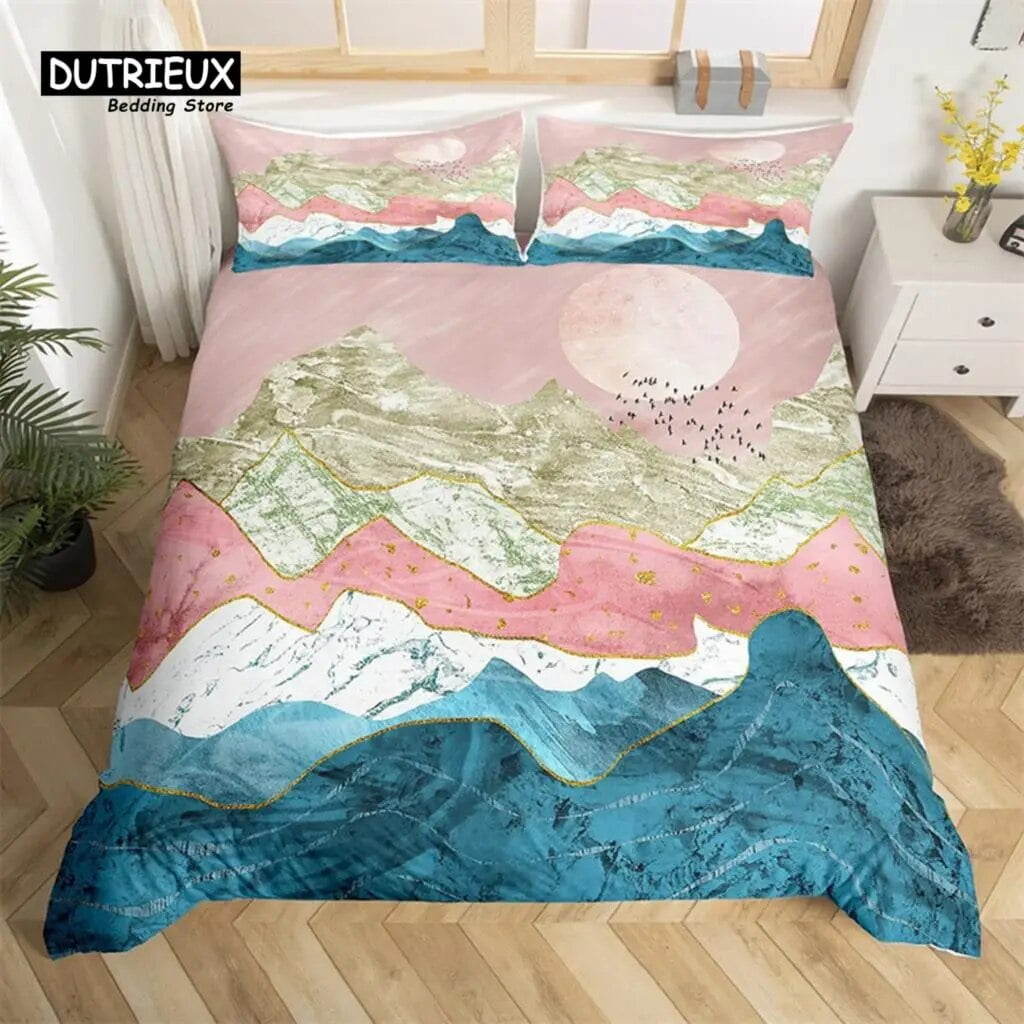 Abstract Mountain Duvet Cover Natural Scenery Art King Bedding Set For ...