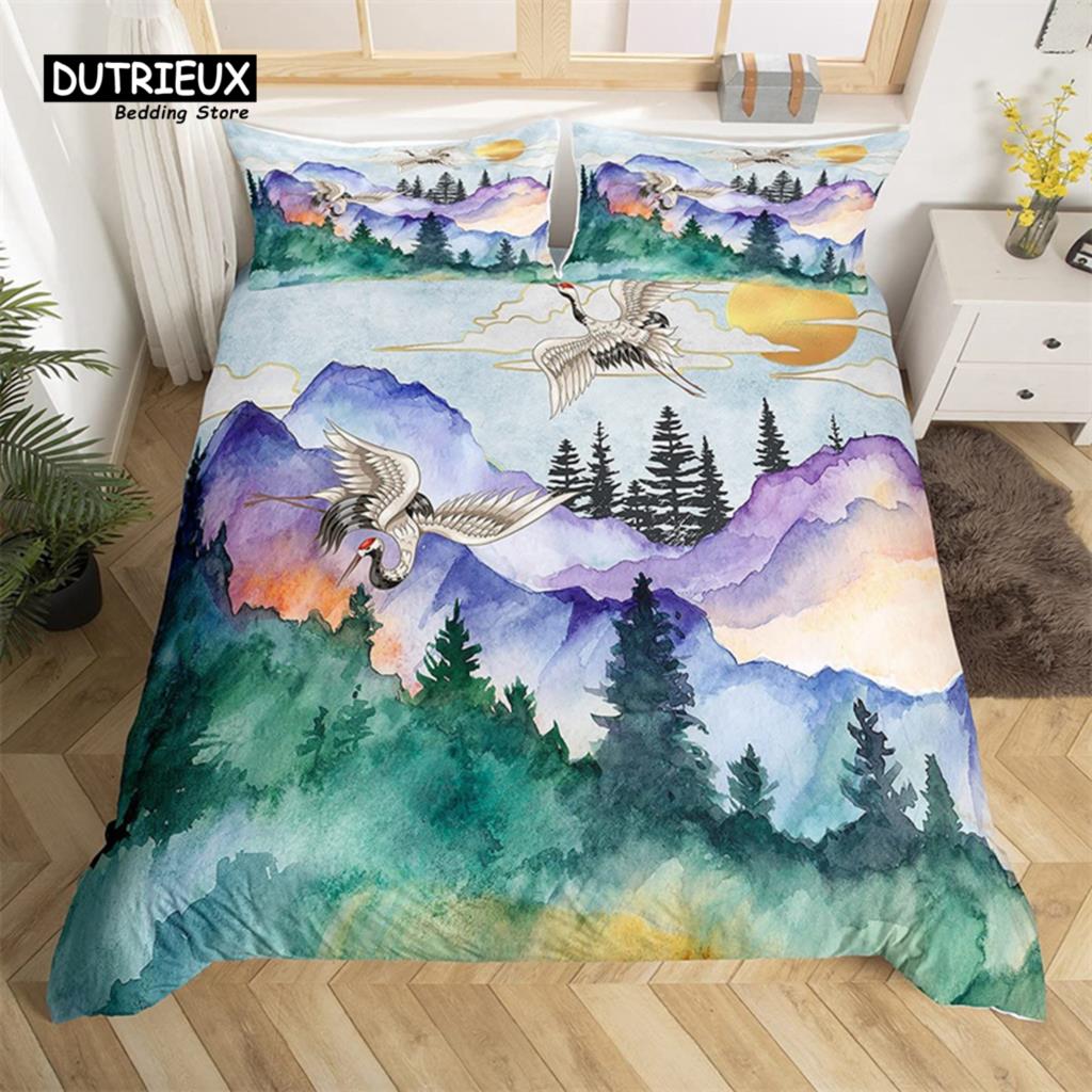 Abstract Mountain Duvet Cover Natural Scenery Art King Bedding Set For ...
