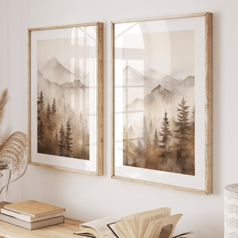 Abstract Mountain Forest Landscape Minimal Poster Prints, Poster Only ...