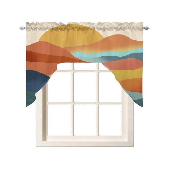 Abstract Mountain Kitchen Swag Valances for Windows, Boho Modern ...