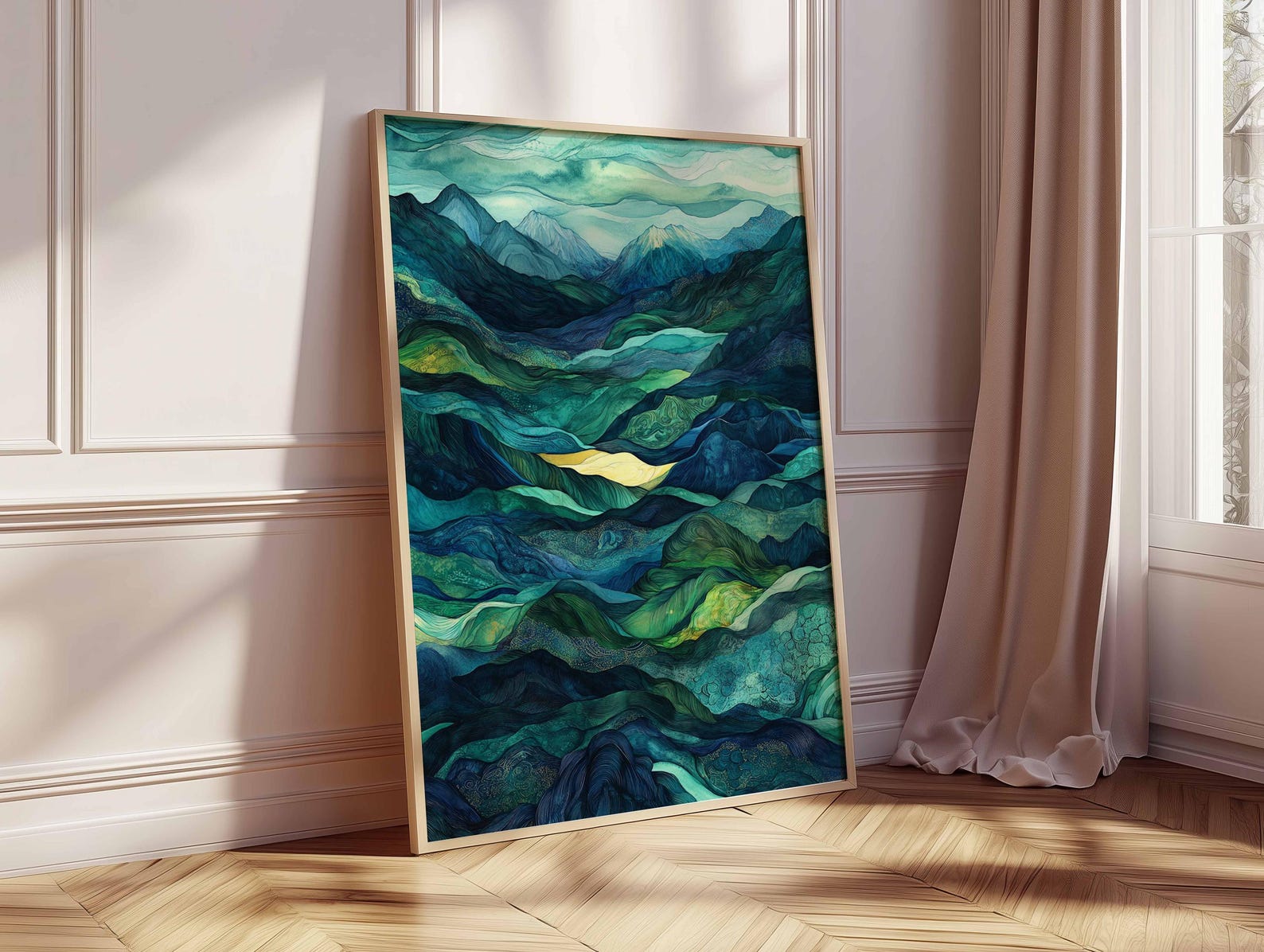 Abstract Mountain Landscape Poster, Colorful Geometric Art Print ...