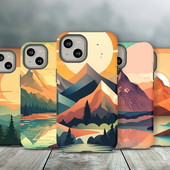 Abstract Mountain Nature Artistic Style Phone Case with iPhone 17 to 11 ...